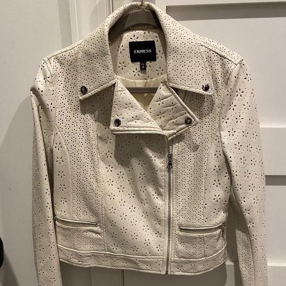 Express | Jackets & Coats | Express Off White Crop Leather Jacket ...